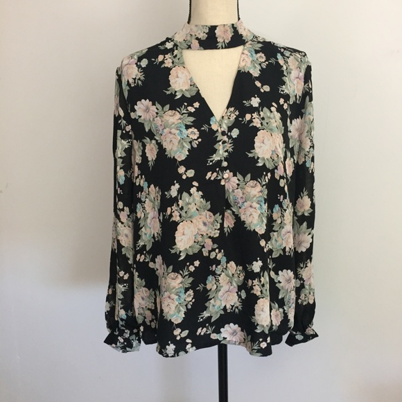 Philosophy | Tops | Philosophy Black Pink Floral Blouse Size M | Poshmark